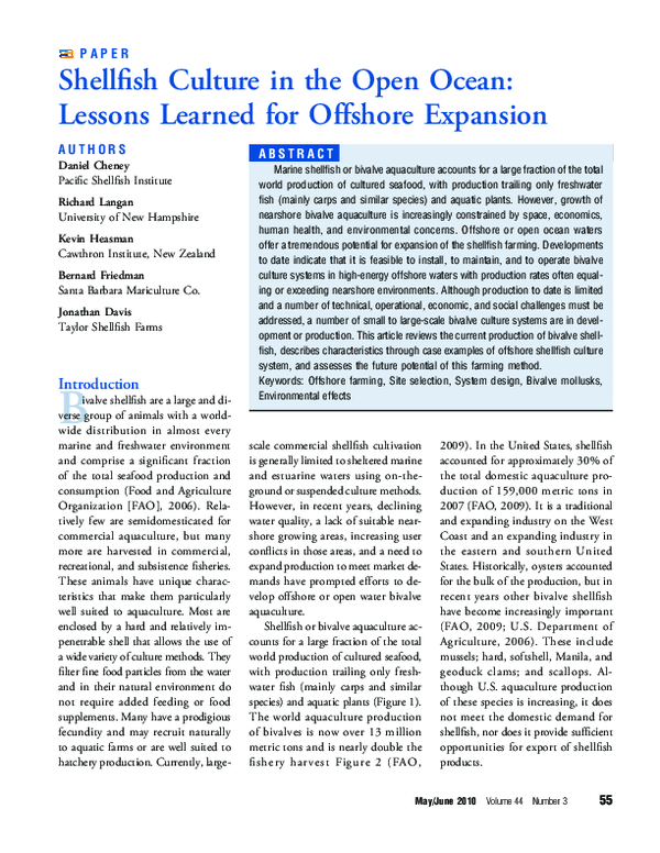 (PDF) Shellfish Culture in the Open Ocean: Lessons Learned for Offshore ...