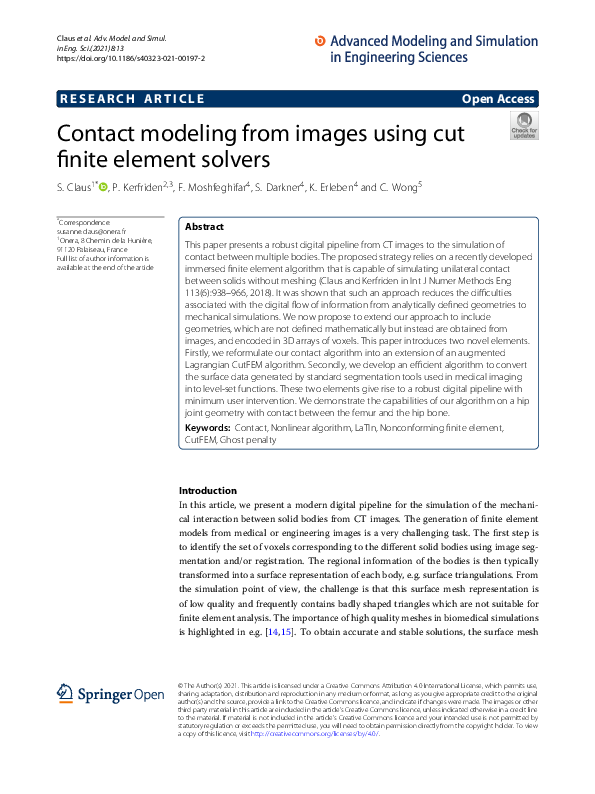 (PDF) Contact modeling from images using cut finite element solvers