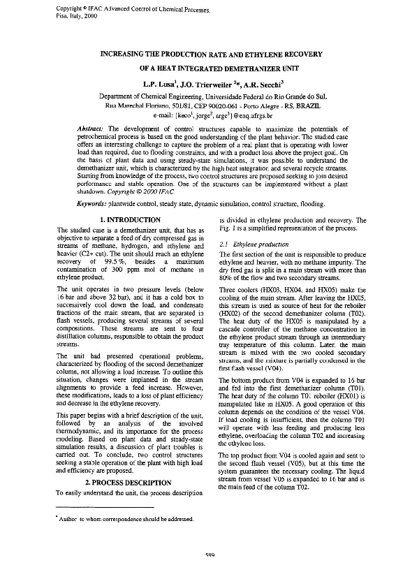 (PDF) Increasing the Production Rate and Ethylene Recovery of a Heat ...