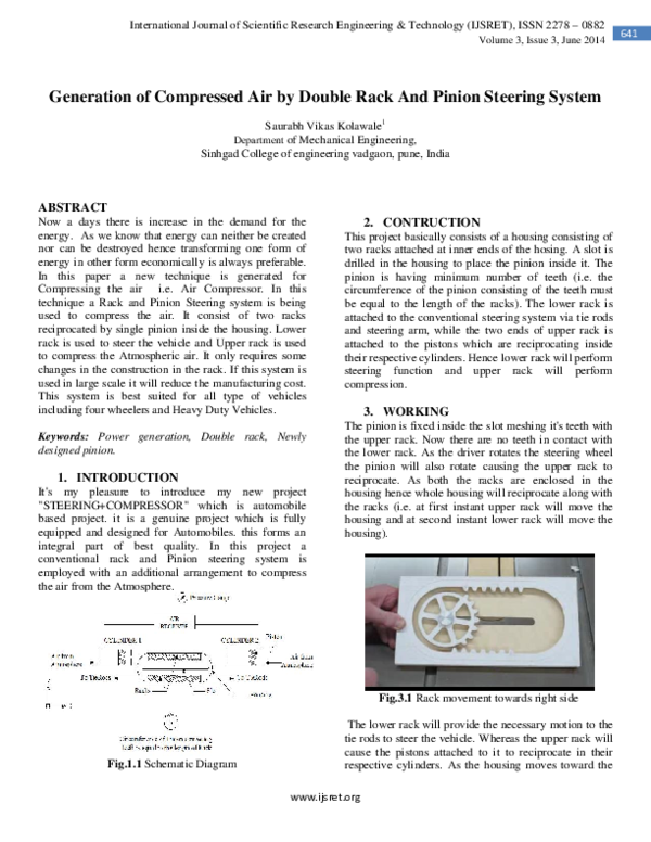 (PDF) Generation of Compressed Air by Double Rack And Pinion Steering ...