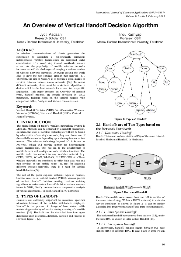 (PDF) An Overview of Vertical Handoff Decision Algorithm