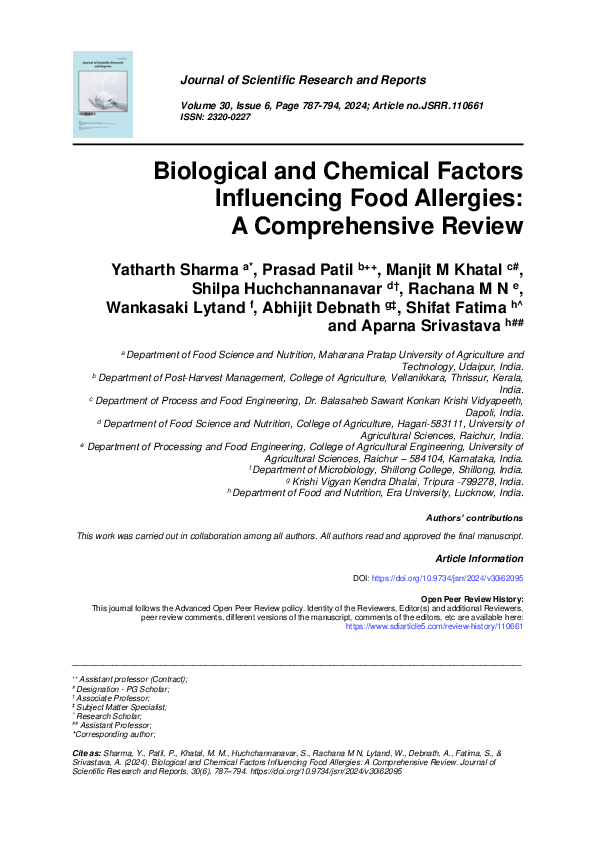(PDF) Biological and Chemical Factors Influencing Food Allergies: A ...