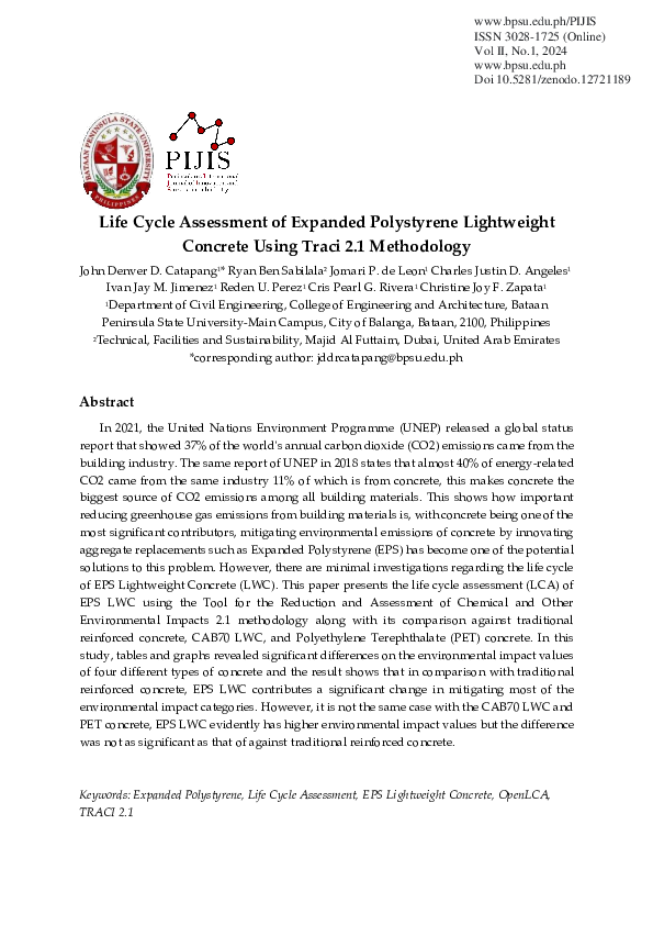 (PDF) Life Cycle Assessment of Expanded Polystyrene Lightweight ...
