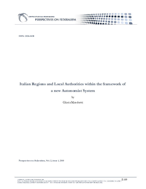 (PDF) Italian Regions and Local Authorities within the framework of a ...