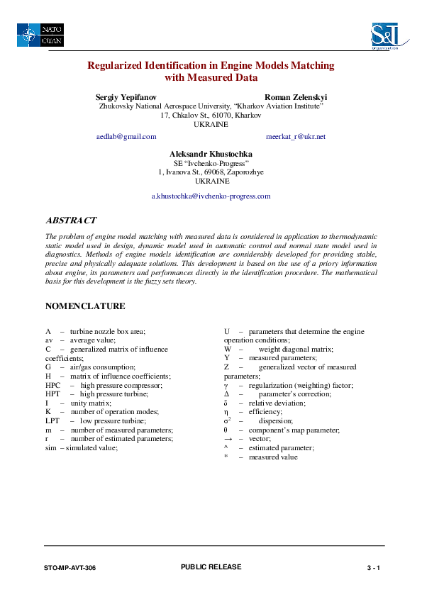 (PDF) Regularized Identification in Engine Models Matching with ...