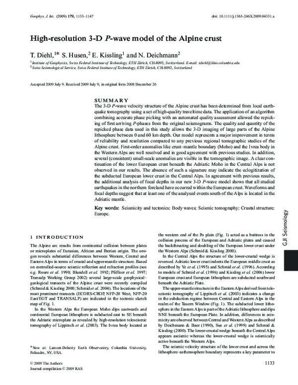 (PDF) High-resolution 3-DP-wave model of the Alpine crust
