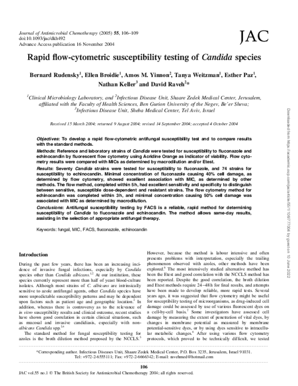 (PDF) Rapid flow-cytometric susceptibility testing of Candida species (PDF) Rapid flow-cytometric susceptibility testing of Candida species