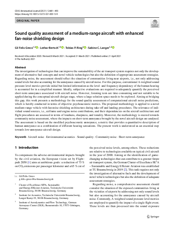 (PDF) Sound quality assessment of a medium-range aircraft with enhanced ...