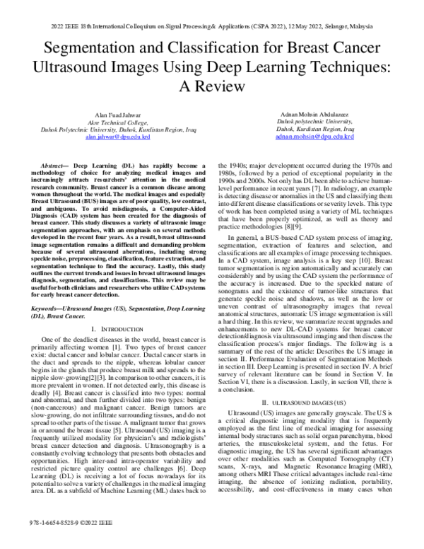 (PDF) Segmentation and Classification for Breast Cancer Ultrasound ...