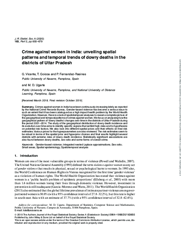 (PDF) Crime Against Women in India: Unveiling Spatial Patterns and Temporal Trends of Dowry ...
