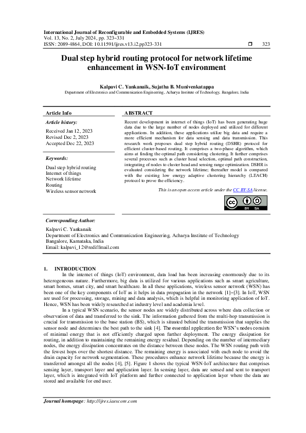 (PDF) Dual step hybrid routing protocol for network lifetime enhancement in WSN-IoT environment