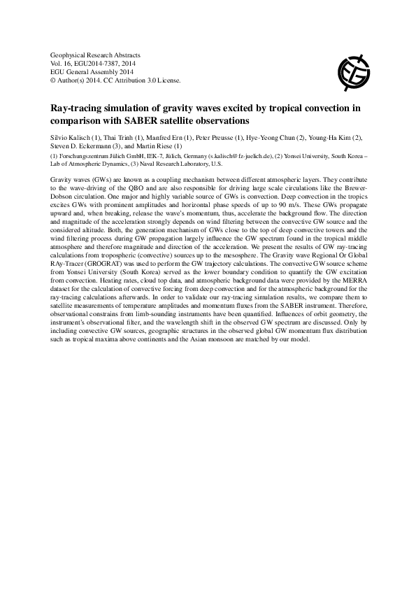 Pdf Gravity Waves From Tropical Convection Simulation