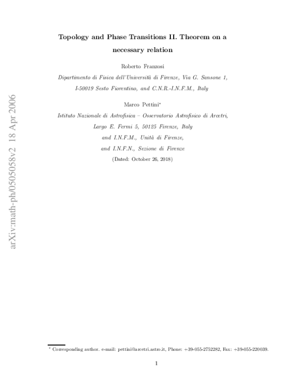 (PDF) Topology and Phase Transitions II. Entropy and Topology