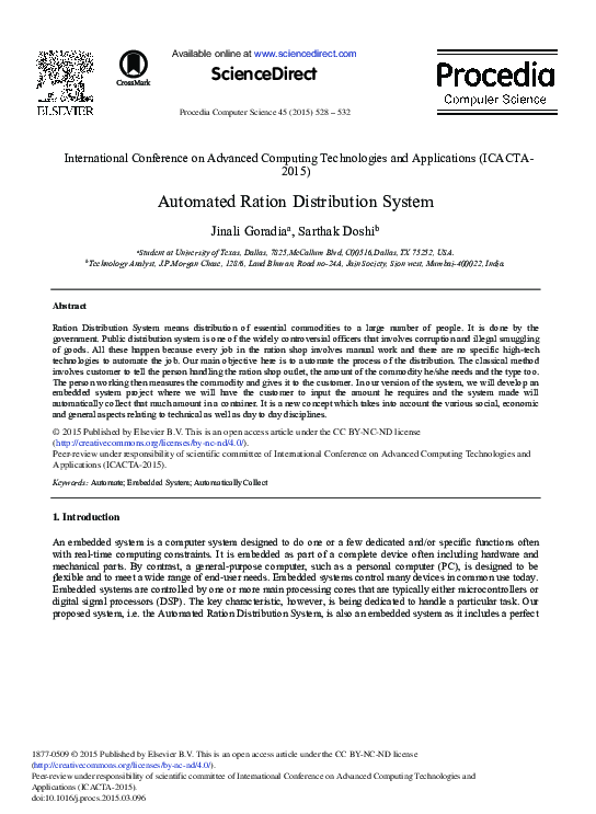 (PDF) Automated Ration Distribution System
