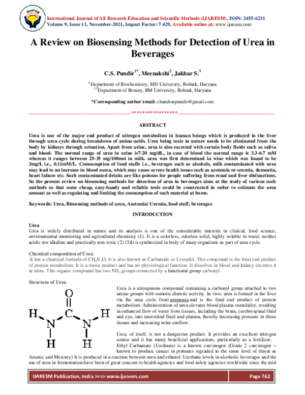 (PDF) Biosensing Techniques for Beverage Urea Detection