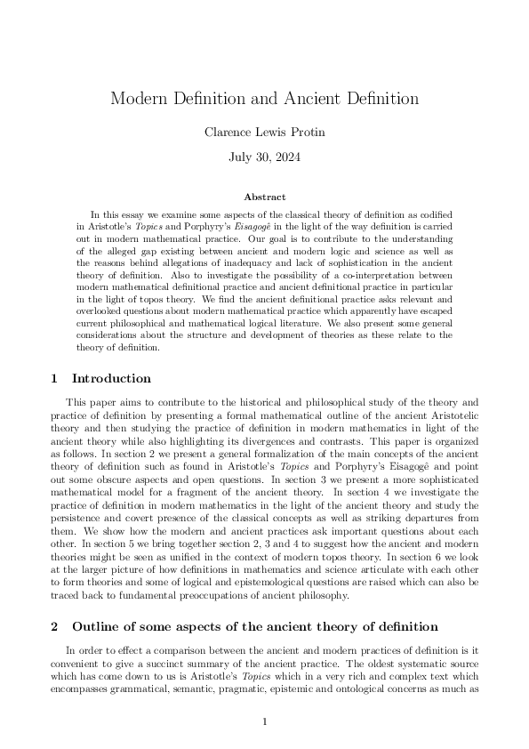 (PDF) Modern Definition and Ancient Definition