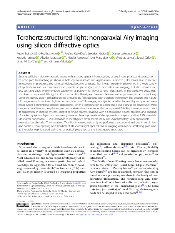 (PDF) Terahertz structured light: nonparaxial Airy imaging using ...