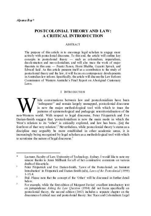 (PDF) Postcolonial Theory and International Relations