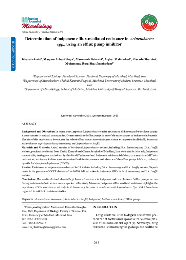 (PDF) Determination of imipenem efflux-mediated resistance in ... (PDF) Determination of imipenem efflux-mediated resistance in ...