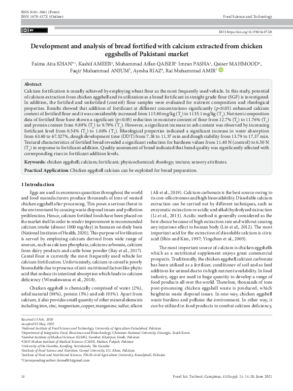 (PDF) Development and analysis of bread fortified with calcium ...