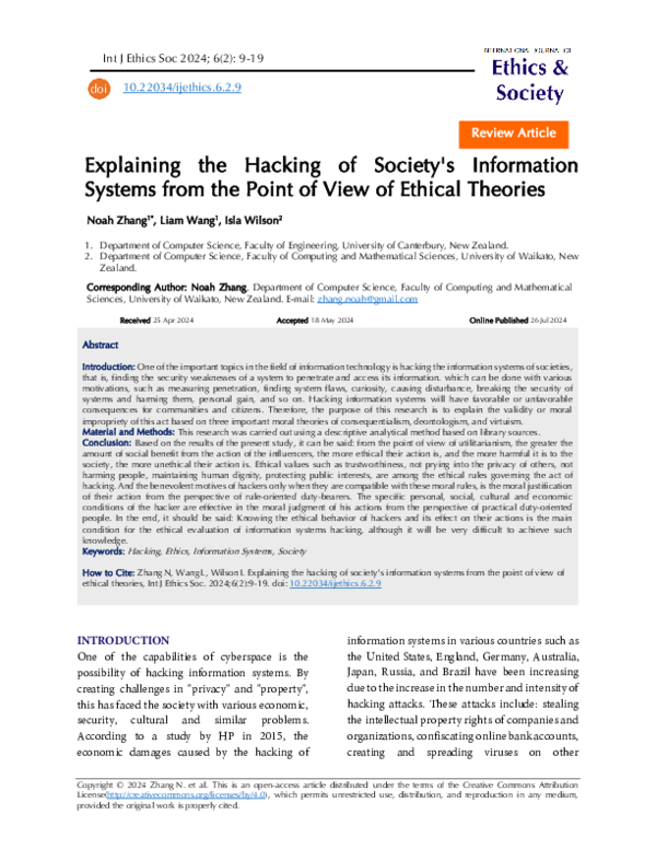 (PDF) Explaining the Hacking of Society's Information Systems from the Point of View of Ethical ...