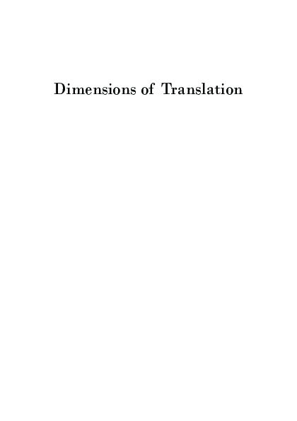 (PDF) Dimensions of Translation