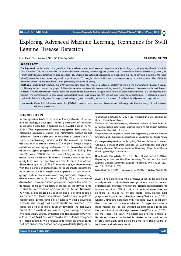 (PDF) Exploring Advanced Machine Learning Techniques for Swift Legume Disease Detection