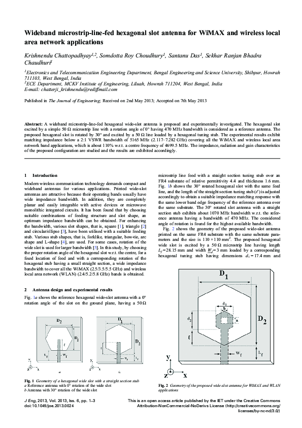 (PDF) Wideband microstrip-line-fed hexagonal slot antenna for WiMAX and ...