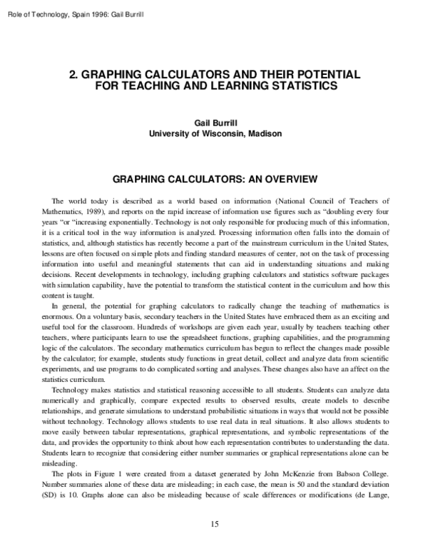 (PDF) Graphing calculators and their potential for teaching and ...