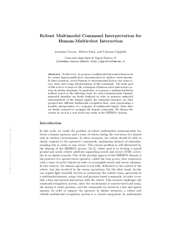 (PDF) Robust Multimodal Command Interpretation for Human-Multirobot Interaction