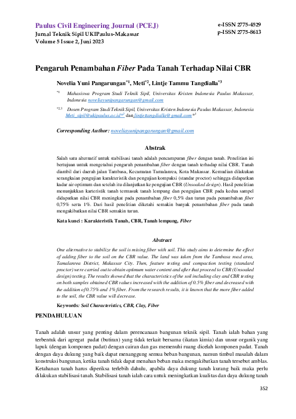 (PDF) Pengaruh Penambahan Fiber Pada Tanah Terhadap Nilai CBR