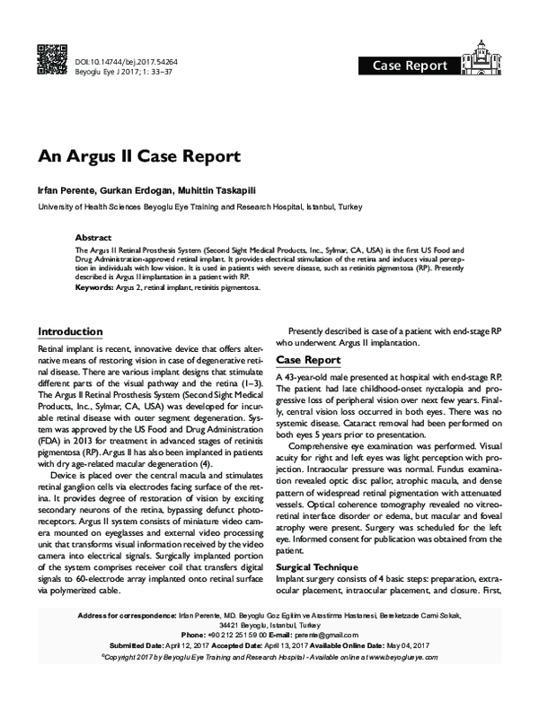 (PDF) An Argus II Case Report