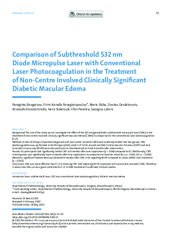 (PDF) Comparison of Subthreshold 532 nm Diode Micropulse Laser with ...