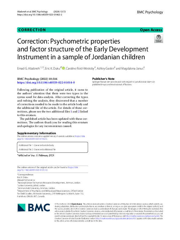 (PDF) Correction: Psychometric properties and factor structure of the ...