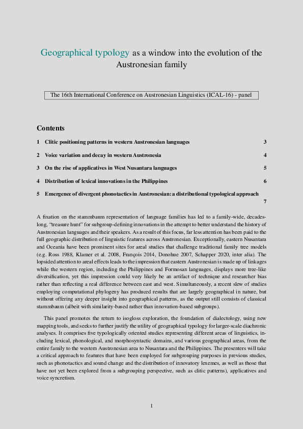 (PDF) [Slides] Geographical typology as a window into the evolution of ...