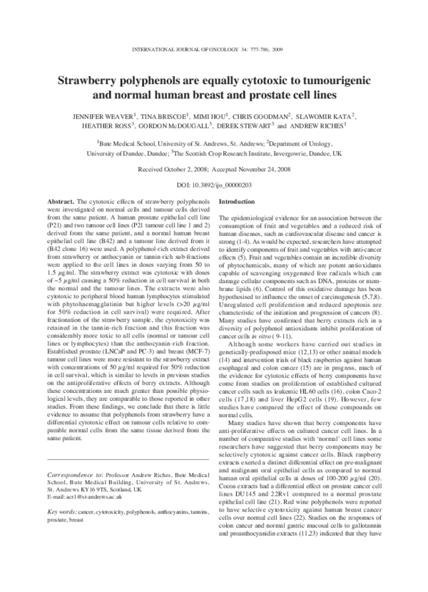 (PDF) Strawberry polyphenols are equally cytotoxic to tumourigenic and ...