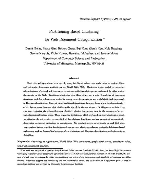 (PDF) Partitioning-based clustering for Web document categorization