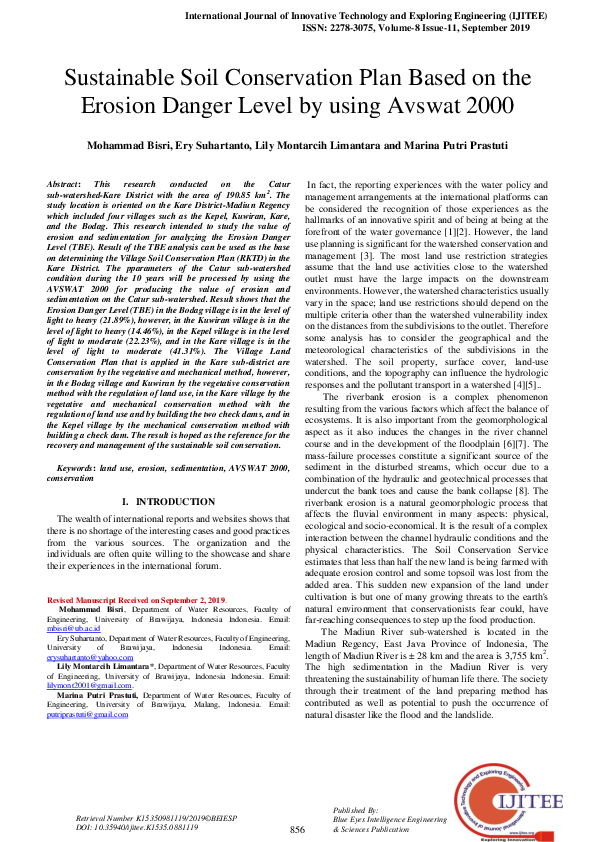 (PDF) Sustainable Soil Conservation Plan Based on the Erosion Danger ...