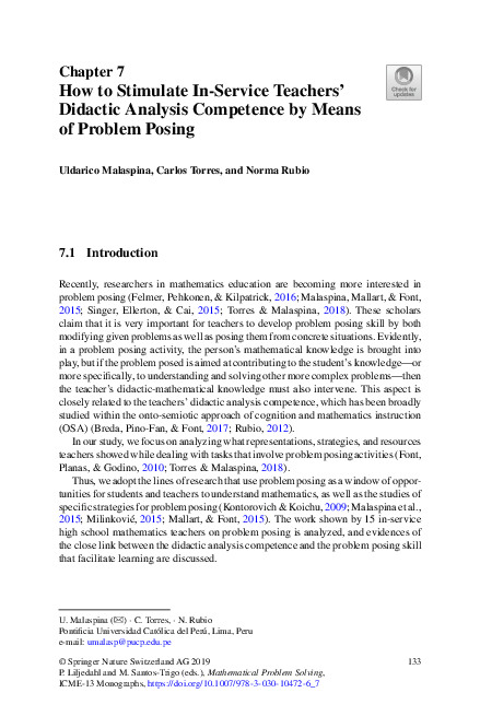 (PDF) How to Stimulate In-Service Teachers’ Didactic Analysis ...