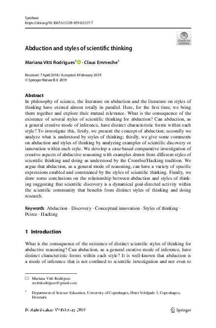 (PDF) Abduction and styles of scientific thinking