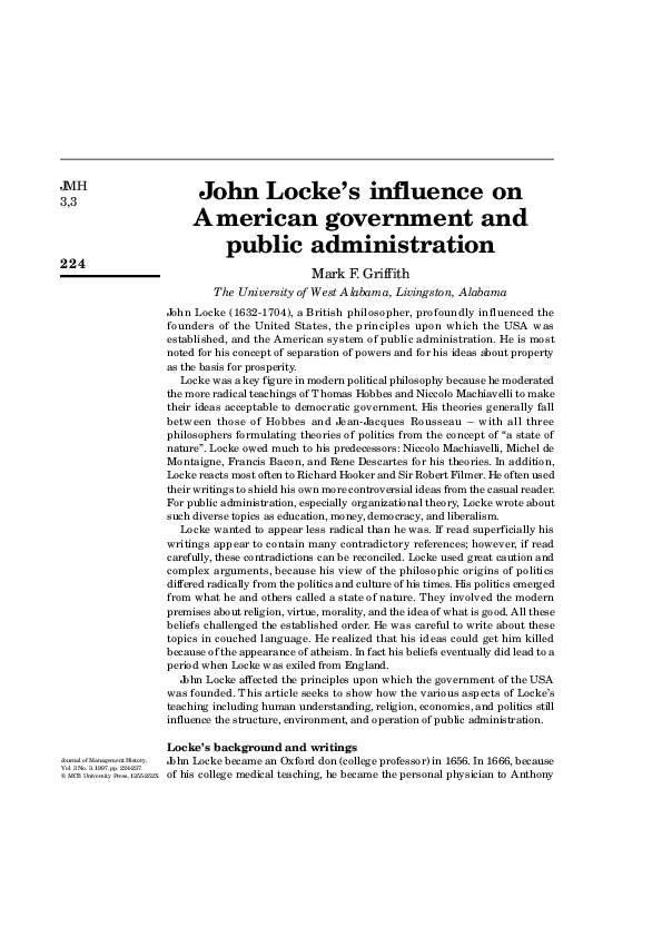 (PDF) John Locke’s influence on American government and public ...