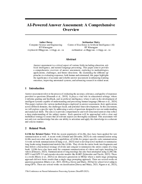 (PDF) AI-Powered Answer Assessment: A Comprehensive Overview