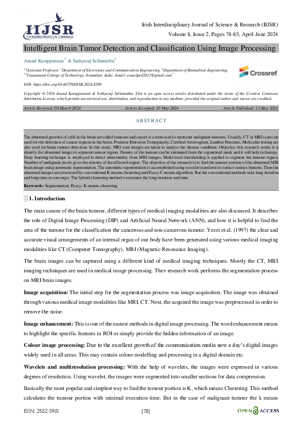 (PDF) Intelligent Brain Tumor Detection and Classification Using Image ...