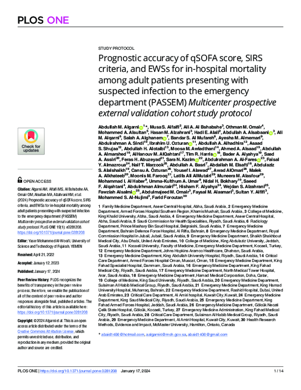 (PDF) Prognostic accuracy of qSOFA score, SIRS criteria, and EWSs for ...