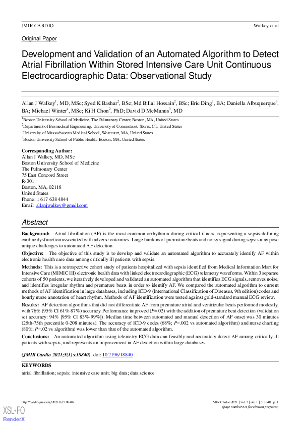 (PDF) Development and Validation of an Automated Algorithm to Detect Atrial Fibrillation Within ...