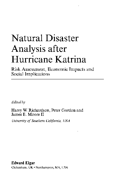 (PDF) Natural Disaster Analysis after Hurricane Katrina: Risk ...