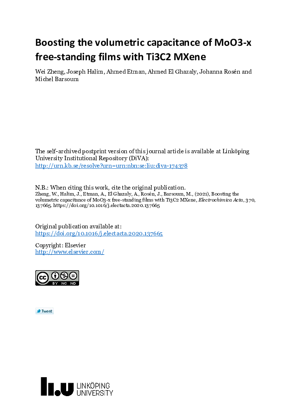 (PDF) Boosting the volumetric capacitance of MoO3-x free-standing films ...