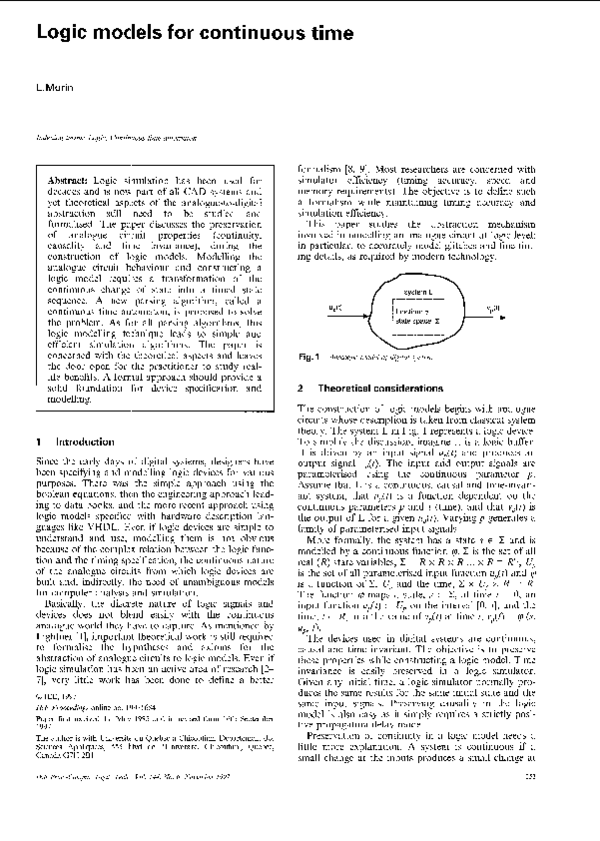 (PDF) Logic models for continuous time
