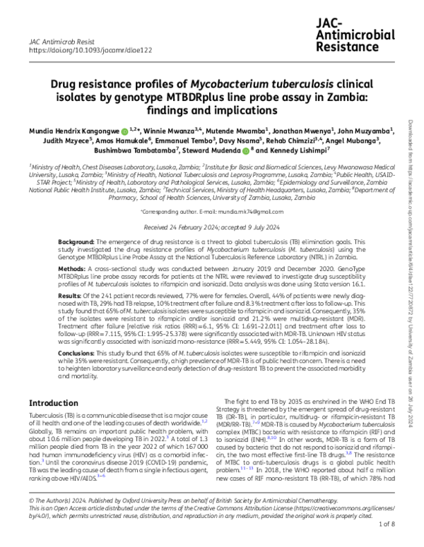 (PDF) Drug resistance profiles of Mycobacterium tuberculosis clinical ...