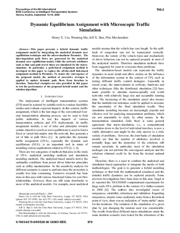 (PDF) Dynamic equilibrium assignment with microscopic traffic simulation